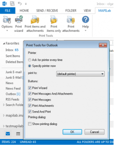 How to print selected messages in Outlook | MAPILab blog