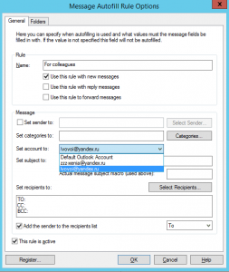 How to select Outlook account for messages automatically | MAPILab blog